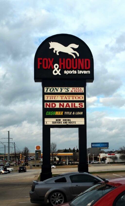 FOX & HOUND Sports Tavern - Pylon Sign Refurbishment - Giant Sign Company