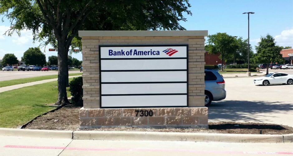 Bank of America Monument Sign in Irving - Giant Sign Company